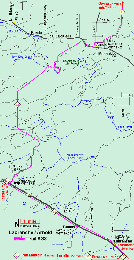 Michigan Snowmobiling Arnold Gwinn Snowmobile Trail Map Michigan Sledhead™